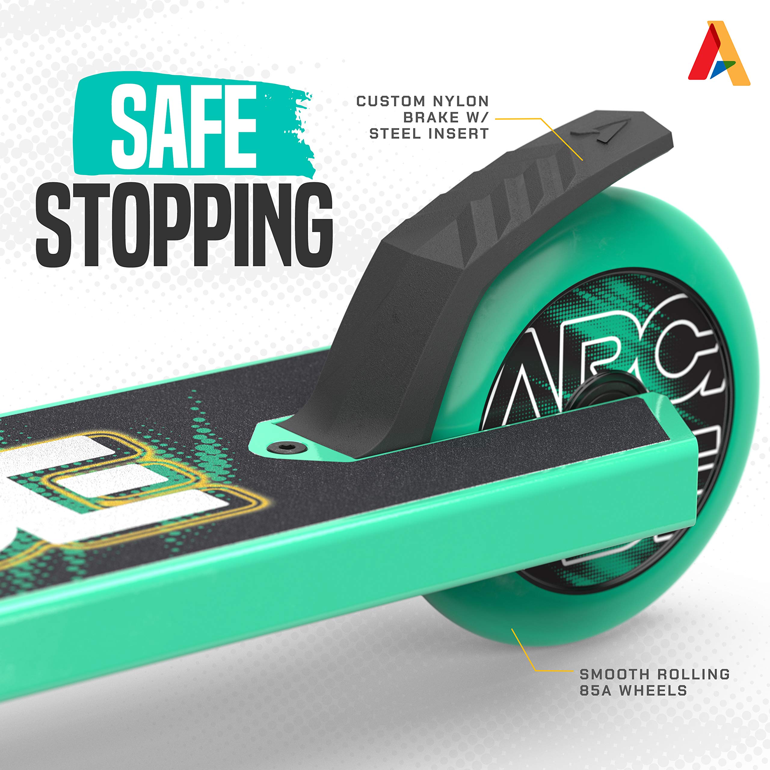 ARCADE Rogue BMX Pro Scooter - Skatepark Scooter for Tricks - Scooter Pro Trick Scooters - Beginner Stunt Scooters for Kids & Pre Teens Ages 7 Years & Up - Boys & Girls Colors Monopatin Scotter (Teal)