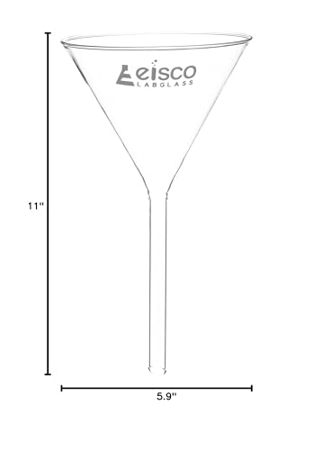 EISCO Heavy Filter Funnel, 150mm - Plain Stem, 16mm - Thick, Uniform Walls - Borosilicate Glass