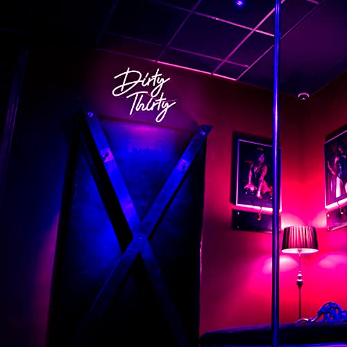 Alkkign Dirty Thirty Neon Sign 30th Birthday Party Neon Signs Dimmable Pink Letter LED Neon Lights USB Powered with Switch for Bedroom Wall Decor Bar Club Hotel Restaurant Party Wall Hanging Decoration