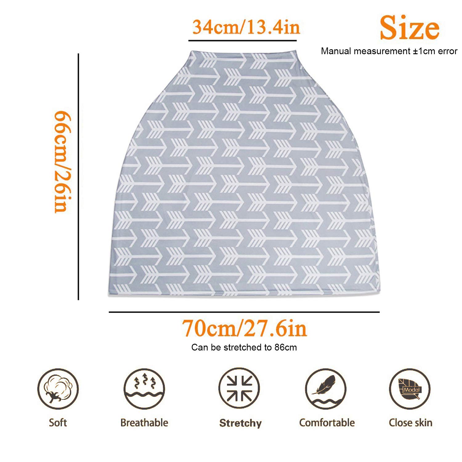 Baby Nursing Cover - Breastfeeding Scarf Carseat Canopy Stroller Cart Cover, Multi-Use Light, Soft, Stretchy, Spacious Car Seat Blanket for Girl and Boy + Unisex Bibs