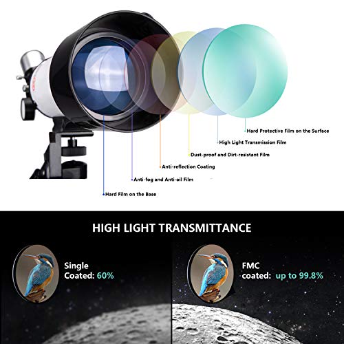 Telescope for Kids Astronomy Beginners - 70mm Aperture Refractor Telescope for Viewing Planets Stars with Adjustable Tripod Phone Adapter Wireless Remote Cool Christmas Astronomy Gifts for Kids, Blue
