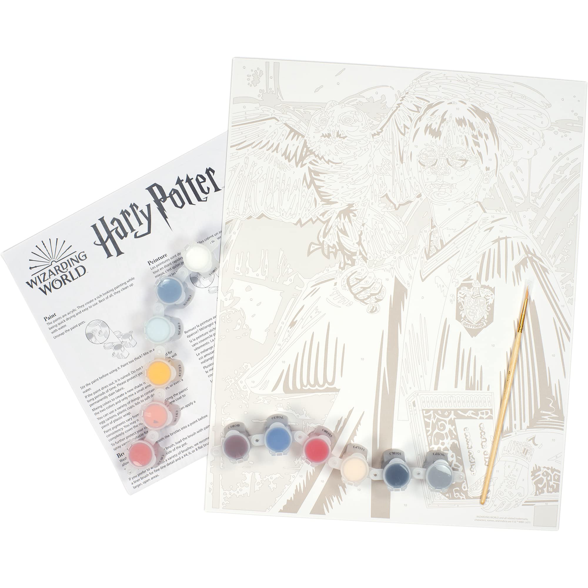 Dimensions PaintWorks Hedwig and Harry Potter Paint by Number Kit for Adults and Kids, Finished Project 11" x 14", Multicolor 15 Piece