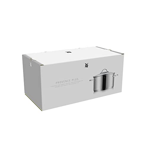 WMF Pot Set 4-Piece Provence Plus Pouring Rim Glass Lid Cromargan® Stainless Steel Polished Suitable for Induction Hobs Dishwasher-Safe, Silver, 52.7 x 28.8 x 21.8 cm