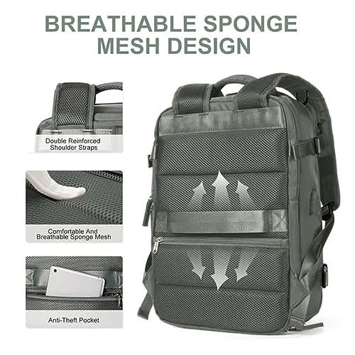 Alkyne Bidmanba Backpack, Large Travel Backpack Waterproof Hiking Rucksack, 15.6 Inch Laptop Backpack Grey College Backpack (Black)