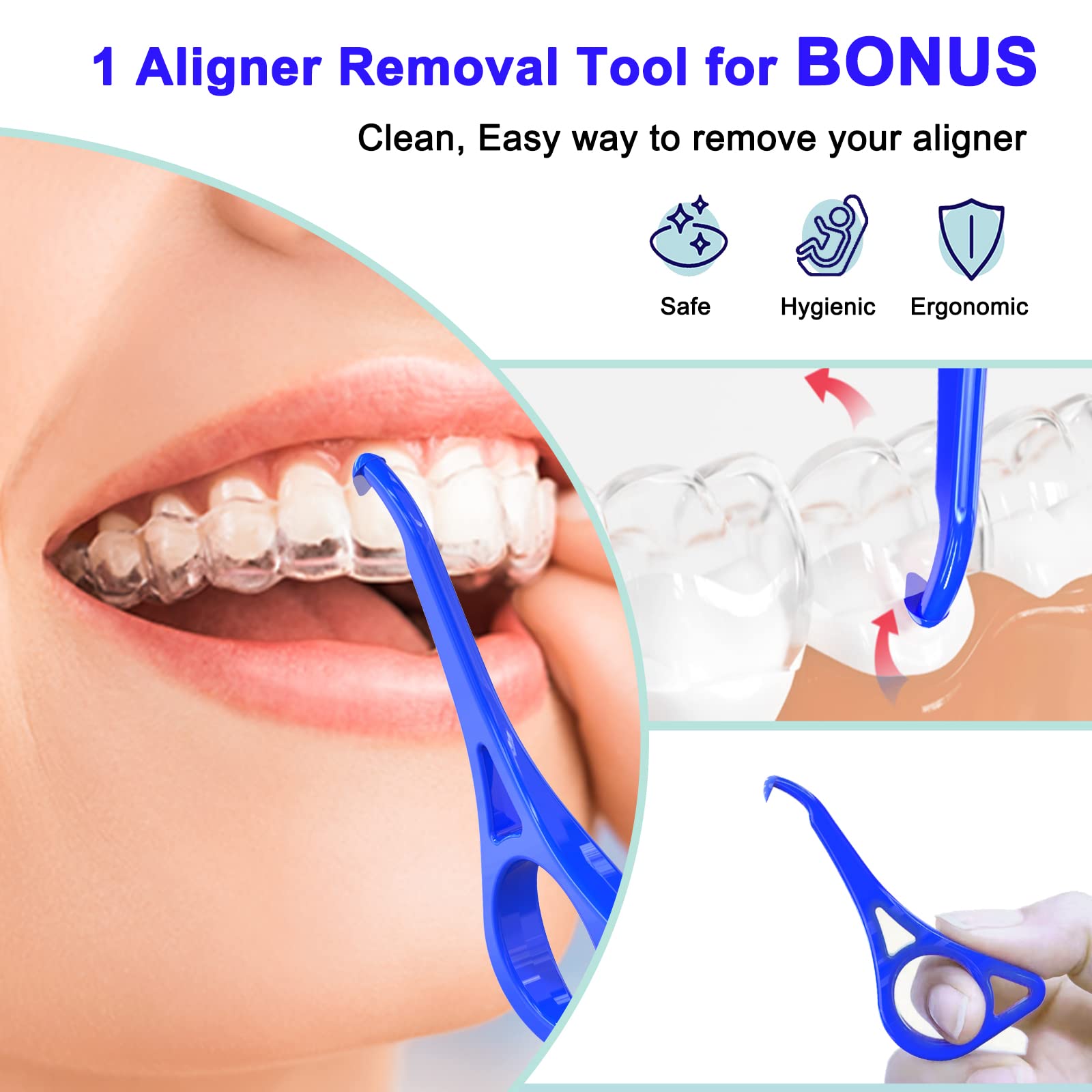 Aligner Case with Mirror and Aligner Removal Tool- Compatible with Invisalign, Aligners, and Mouth Guards, Premium Retainer Case with Magnetic Closure and Textured Liner- Easy to Use (Blue)
