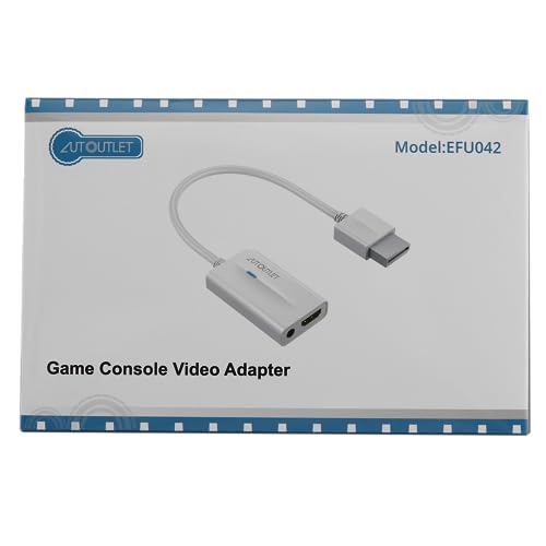 AUTOUTLET Wii to HDMI Converter 1080P with 6ft High Speed HDMI Cable Wii2 HDMI Adapter with Blue Indicator, Output Video&Audio with 3.5mm Jack Audio Compatible with Full HD Devices