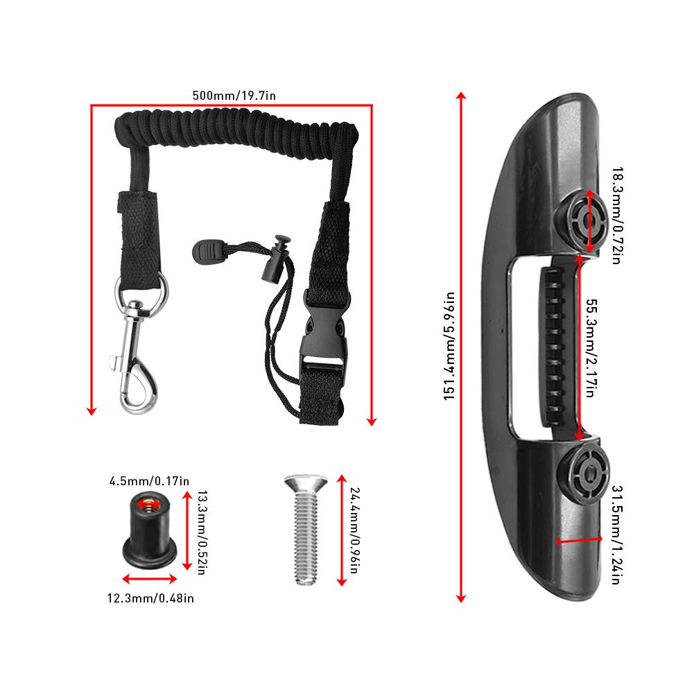4 Pcs Kayak Paddle Holder Clips with Hardware & Adjustable Kayak Paddle Leashes Coming with Rubber Kayak Paddle Drip Rings Universal Kayak Boat Accessories