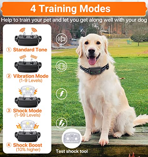 Dog Shock Collar, PEACHAR Dog Training Collar with 2300Ft Remote, Electric Shock Collar with Beep Vibration Shock and Security Lock Mode Waterproof Rechargeable Shock Collar for Small Large Medium Dog