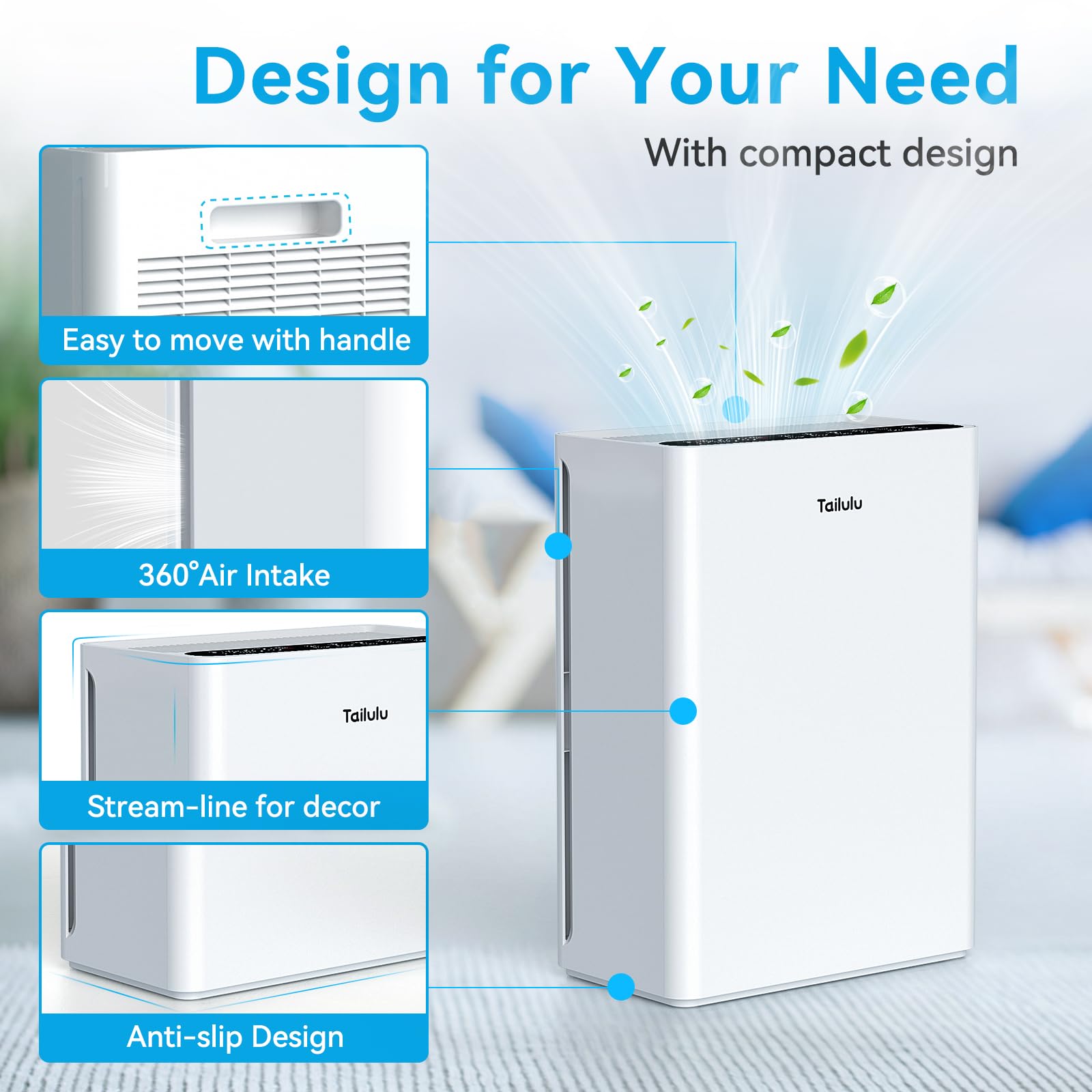 2Pack,Air Purifiers for Home Large Room Up to 1740ft² +Tailulu D09 Air Purifiers for Home Large Room up to1500 ft²
