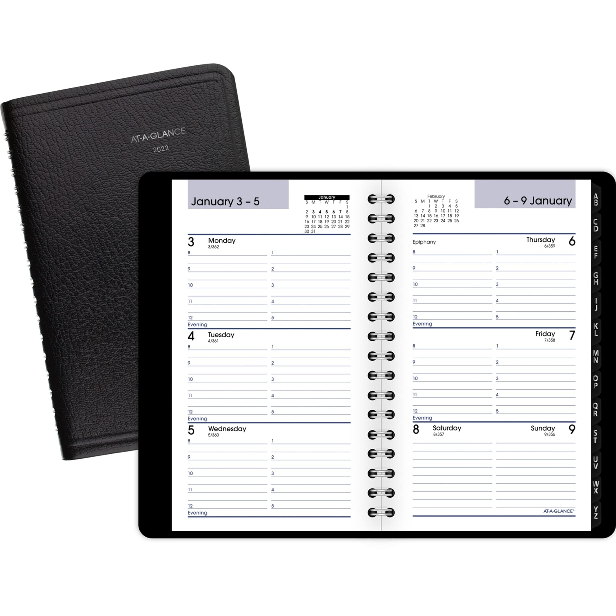 2022 Pocket Calendar by AT-A-GLANCE, Weekly Planner, 3-1/2" x 6", Pocket Size, DayMinder, Black (SK4800)