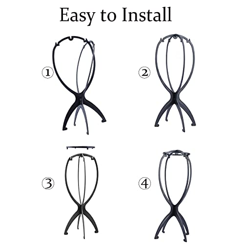 XINMEIFA 6 Pack Wig Stand Portable Wig Holder 14.2 Inches Wig Holder for Multiple Wigs (Black)