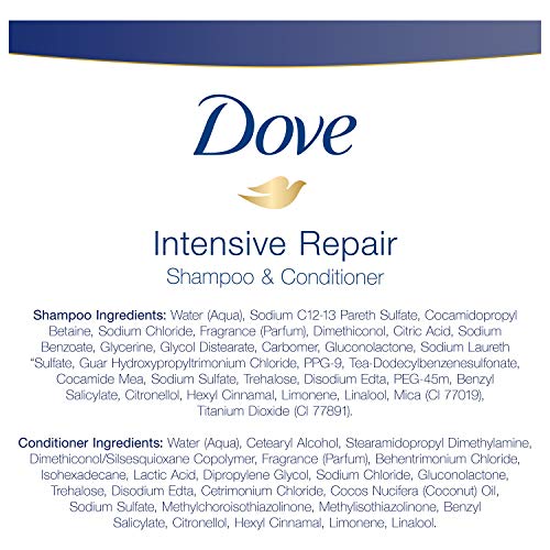 Dove Nutritive Solutions Strengthening Shampoo and Conditioner for Damaged Hair Intensive Repair Dry Hair Deep Formulas with Keratin Actives 12 oz, 2 Count