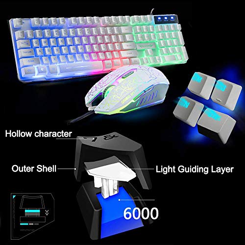 LexonElec T8 UK Layout Gaming Keyboard and Mouse Sets Rainbow Backlit Ergonomic Usb Gaming Keyboard