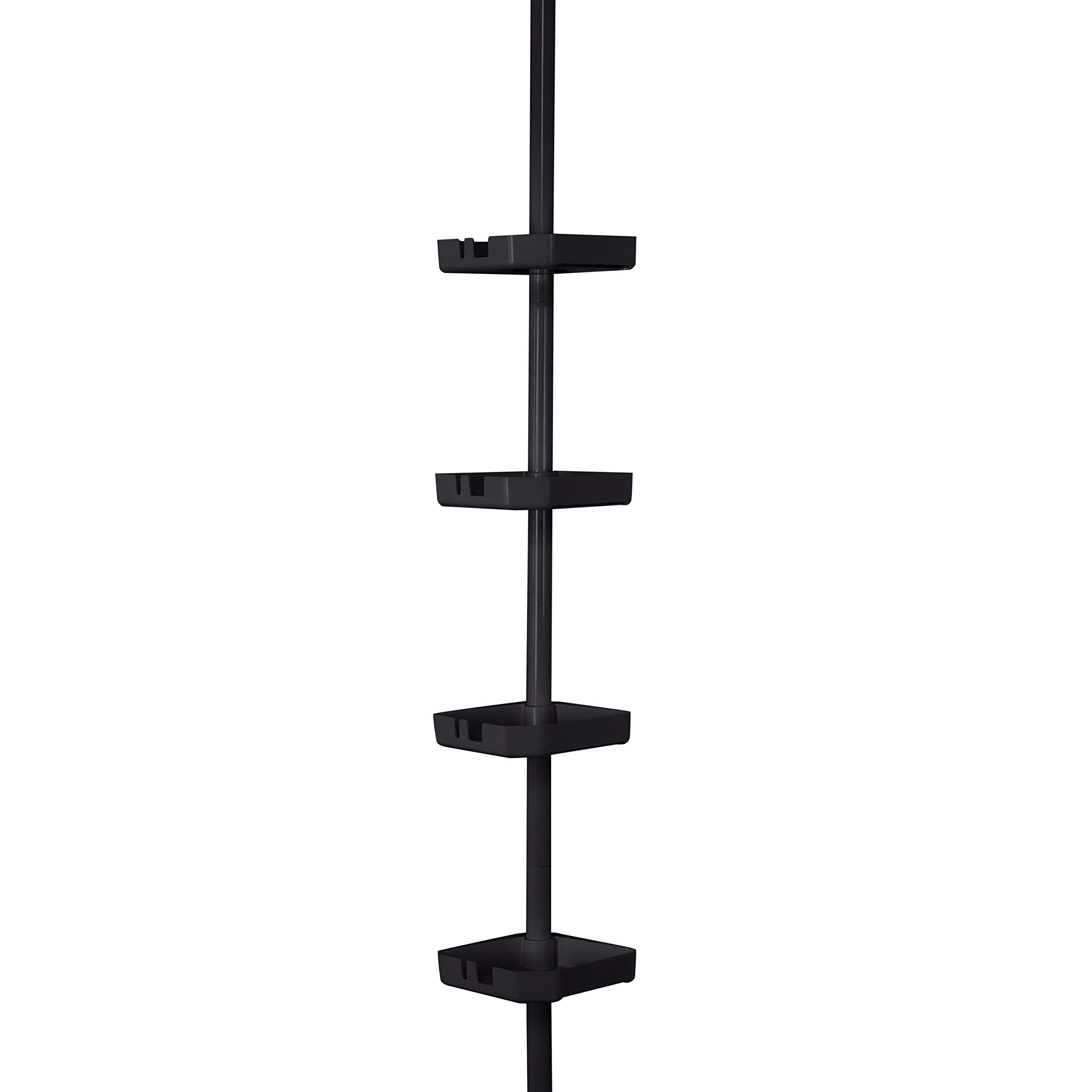 Bath Bliss 4 Tier Tensions Corner Shower Caddy Shelves Adjustable 48β-101β Bathroom Organizer Bathtub and Shower Stall Holds Large Bottles Soap Shampoo Washcloths Matte Black