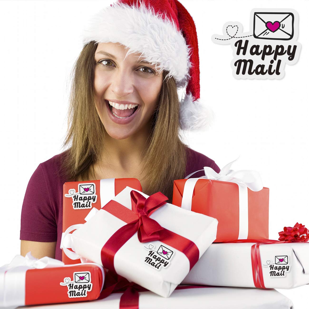 unp 1.5 Inch Happy Mail Stickers, Thank You Sticker, Small Shop Sticker, Small Business, Packaging Sticker, 500PCS