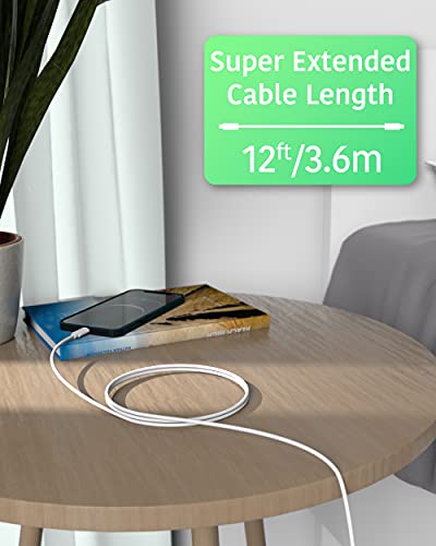 TALK WORKS Charger Lightning Cable Compatible w/iPhone 13/Pro/Pro Max, 14/Plus/Pro/Pro Max, 12, 11 Pro/Max/Mini, XR, XS/Max, X, 8, 7, 6, 5, SE, iPad, AirPods, Watch - 12' Cord - MFI Certified (White)