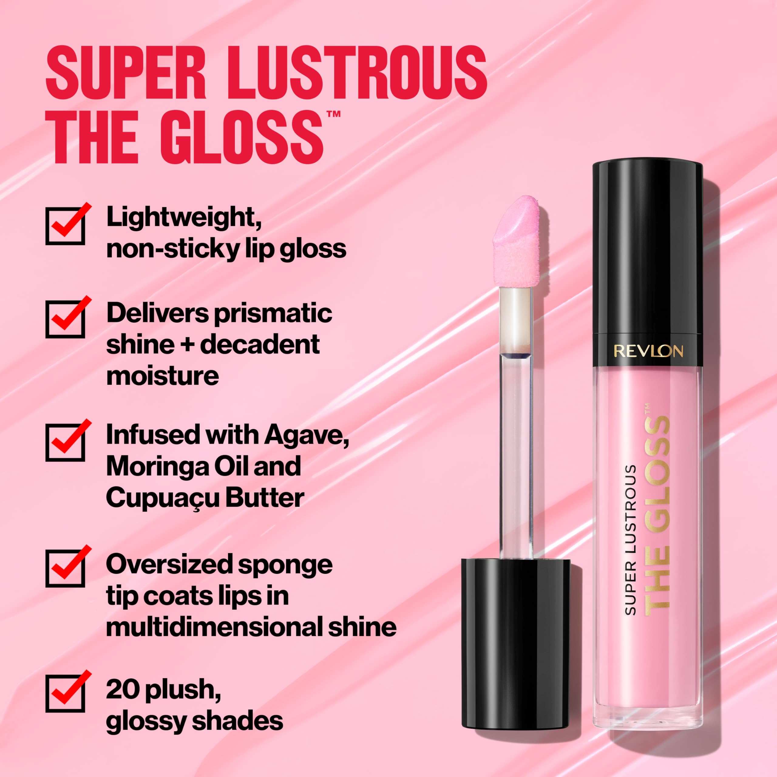Revlon Super Lustrous Lip Gloss, Non-Sticky, High Shine Finish, 207 Pink Sky, 0.13 Oz