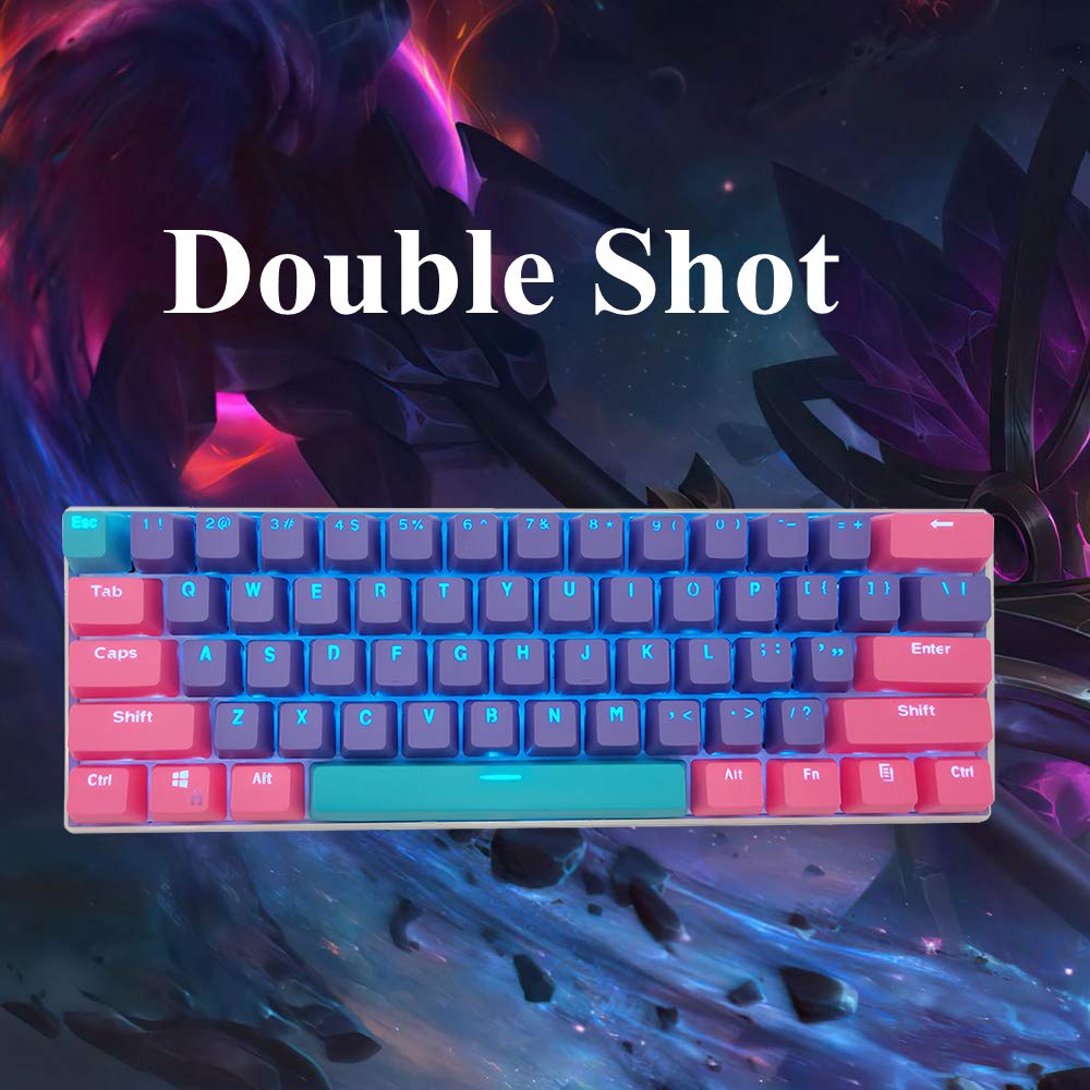 WHYSP 61 PBT Keycaps for 60 Percent Keyboard, Backlit Keycap Set for Mechanical Gaming Keyboard OEM Profile Blue Keycaps with Key Puller for Cherry MX Switches (Peach)