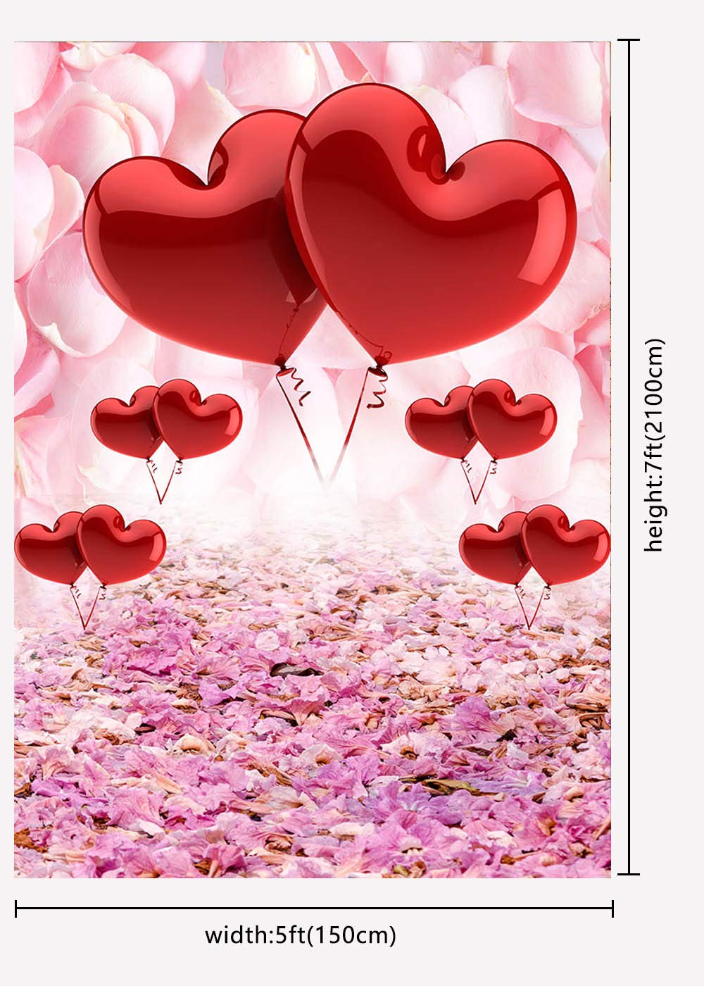 Valentine's Day Love Heart Photography Backdrops 5x7ft Pink Rose Flowers Wedding Photo Background for Pictures Newborn Bridal Shower Birthday Party Banner Decor Mother's Day Photo Studio Props