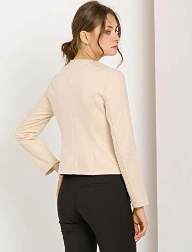 Allegra K Women's Fall Casual Jacket Elegant Button Front Work Office Blazer X-Small Beige