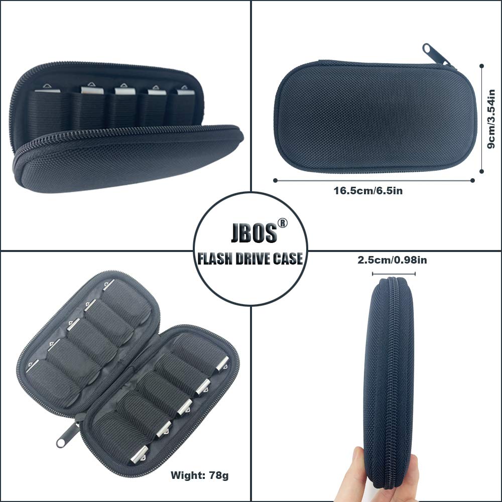 USB Flash Drive Case, JBOS EVA Hard Storage Bag Electronic Accessories Organizer Holder for Flash Drive Carry Case for USB Drive/Thumb Drive/Pen Drive/Jump Drive (Black)