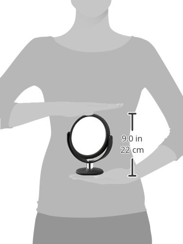 Danielle Portable Two-Sided Vanity Makeup Mirror with 12x Magnification, Midnight Matte Black