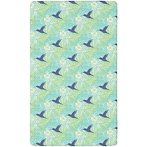 Exotic Themed Fitted Crib Sheet,Standard Crib Mattress Fitted Sheet Soft and Breathable Bed Sheets - Crib Mattress Sheet or Toddler Bed Sheet,28“ x52“,Lavender and Green