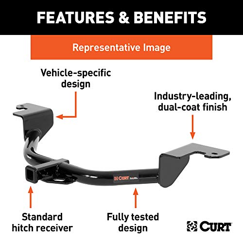 CURT 112823 Class 1 Trailer Hitch with Ball Mount, 1-1/4-In Receiver, Fits Select Chevrolet Cruze, Buick Verano