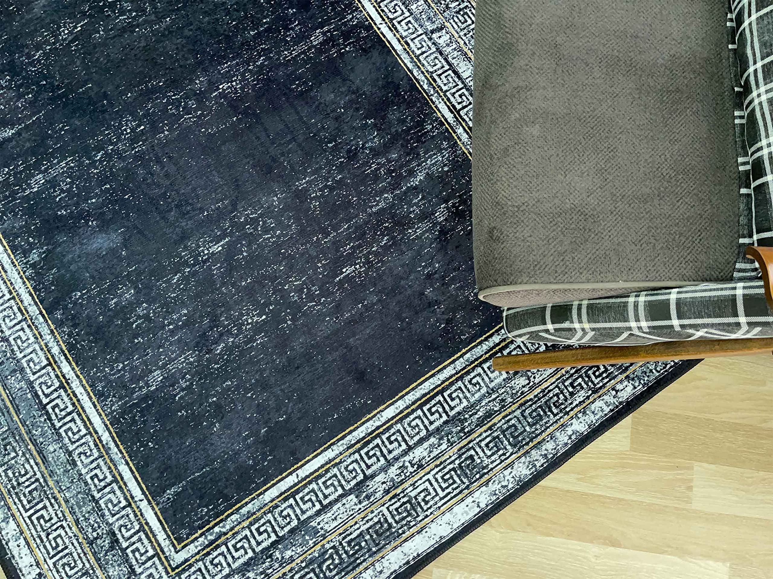 AK RUGS Modern Machine Washable Printed Area Rug Gloria Collection Living Room Bedroom Rug (Charcoal, 6' x 9')