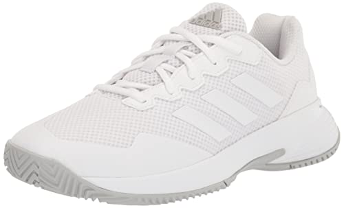 adidas womens Gamecourt 2 Tennis Shoe, White/White/Grey, 7.5 US