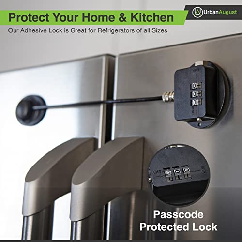 Urban August Adhesive Combination Lock โ Childproofing & Baby Safety, Heat Resistance, Easy to Install with Heavy Duty 3M Adhesive Tape, Best for Cabinets, Drawers, Doors & refrigerators (Two)