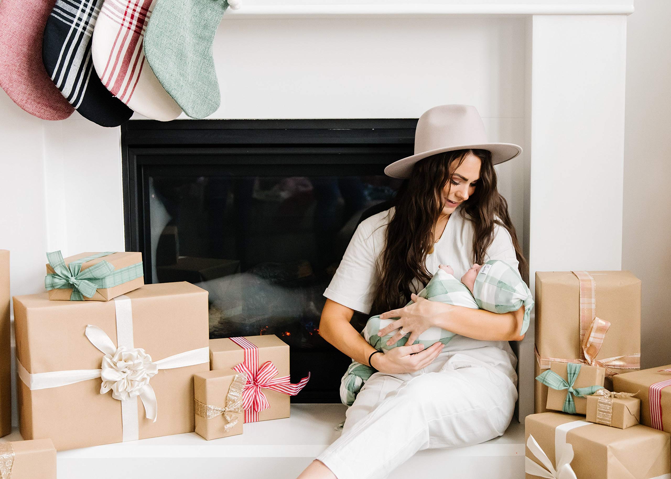 Large Premium Knit Baby Swaddle Receiving Blanket "Pine" by Copper Pearl