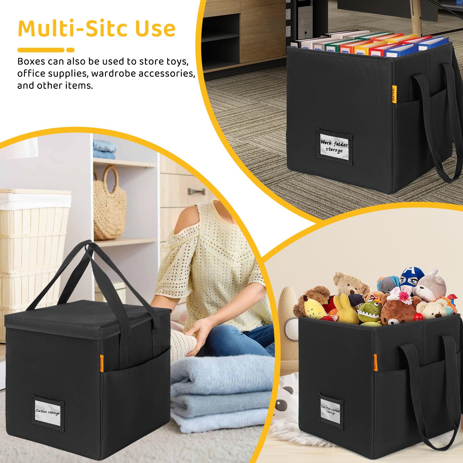 IBVIVIC Toy Storage Bin with Lid Toy Storage Organizer Collapsible Toy Storage Boxes for Kids Boys Girls Playroom 13.4'' x 13.4'' x 13.4''