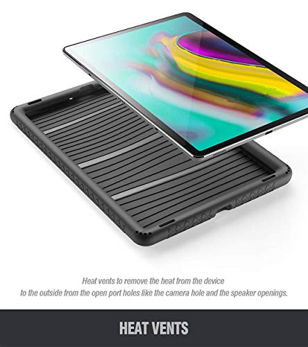 Poetic TurtleSkin Heavy Duty Case Designed for Galaxy Tab S5E 10.5 Inch (SM-T720/T725) 2019 Release, Rugged Shockproof Drop Protection Kids Friendly Protective Silicone Cover Case, Black
