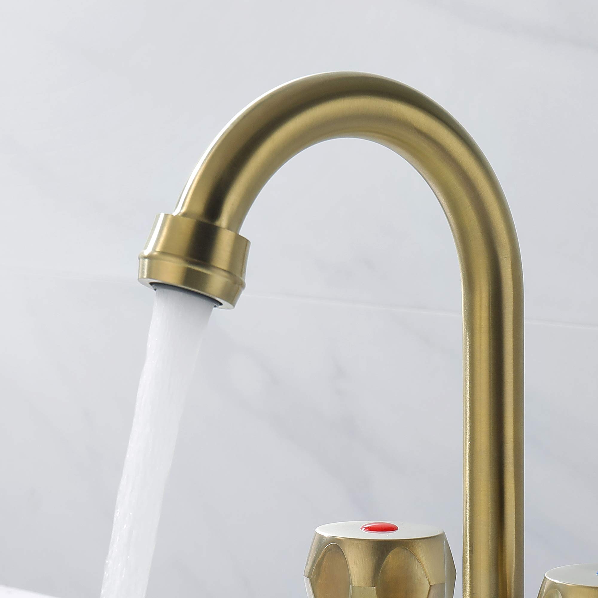 AMAZING FORCE 2 Handle Bathroom Sink Faucet, Centerset Bathroom Faucet with Pop-Up Sink Drain Stainless Steel with Overflow, Supply Utility Hose for Laundry Vanity Brushed Nickel 1.2 GPM
