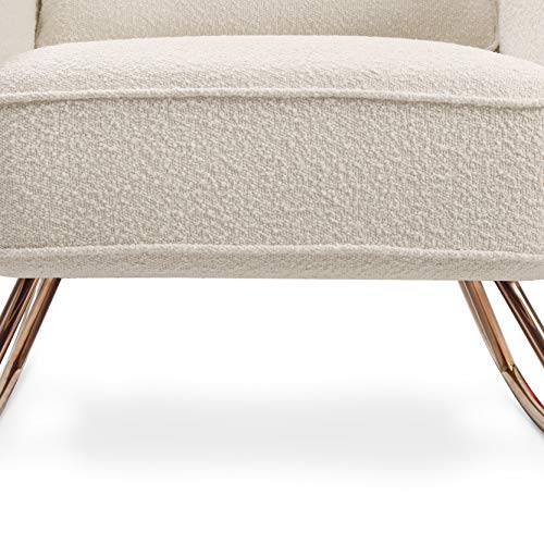 Nursery Works Compass Rocker in Ivory Boucle with Rose Gold Legs, Greenguard Gold and CertiPUR-US Certified