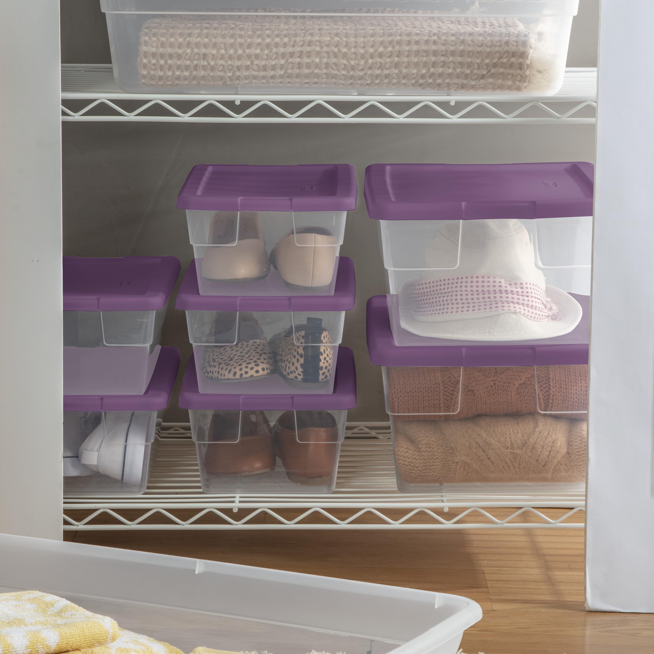 Sterilite Set of (5) 6 Qt./5.7 L Storage Boxes, Moda Purple, 6 Pack
