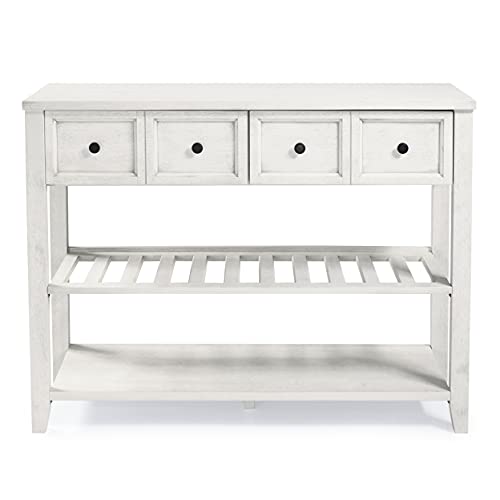 Walker Edison Modern Farmhouse Wood Buffet Sideboard Entryway Serving Storage Cabinet Doors-Dining Room Console, 48 Inch, White