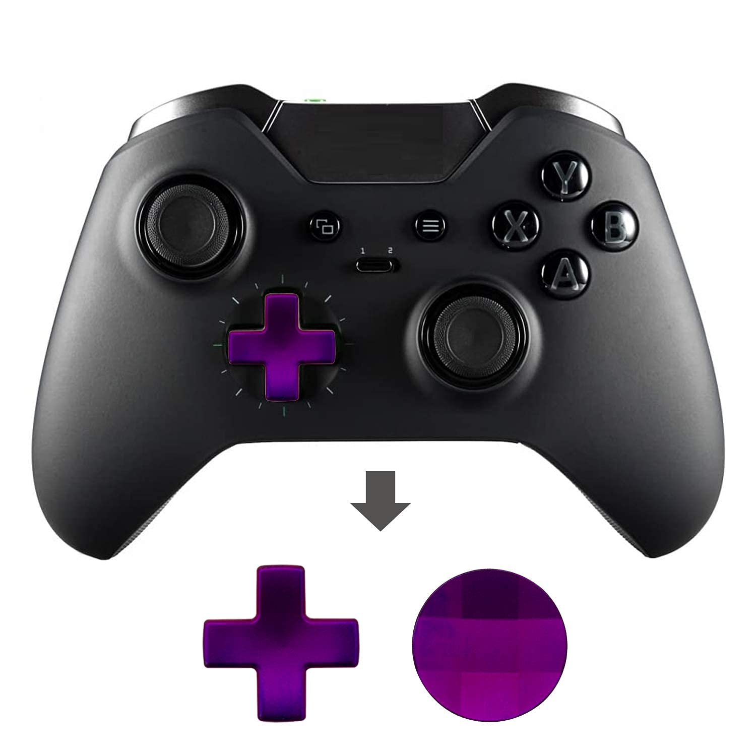 4 pcs Trigger Paddles and 2 Interchangeable D-Pads Metal Stainless Steel Replacement Parts for Elite Series 2 and Xbox one Elite Controllers(Purple)