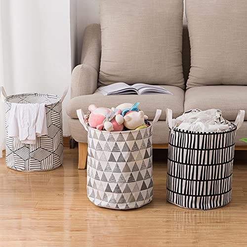 AOKID Round Laundry Hamper with Handles, Collapsible Laundry Basket Saving Space Clothes Storage Basket for Home Office Toy Organizer Grid