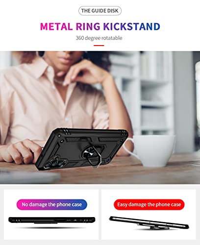Anvzle for Samsung Galaxy A04 Case with [2 Pack] Tempered Glass Screen Protector, Galaxy A04S Case Dual Layer Protective Heavy Duty [Military-Grade] Full-Body Shockproof Phone Cover (Black)