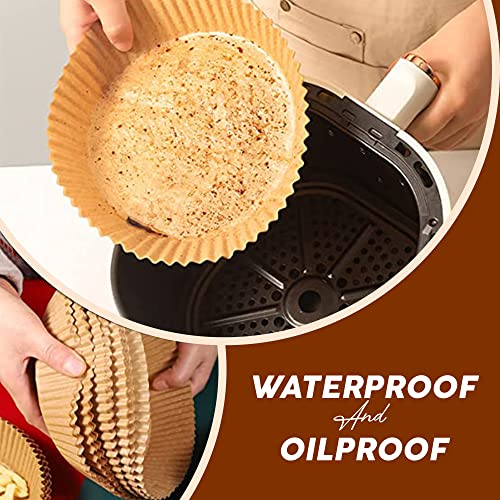 Air Fryer Disposable Paper Liner, 100PCS Non-stick Disposable Liners, Baking Paper for Air Fryer Oil-proof, Water-proof, Food Grade Parchment for Baking Roasting Microwave (100Pcs-6.3 inch)