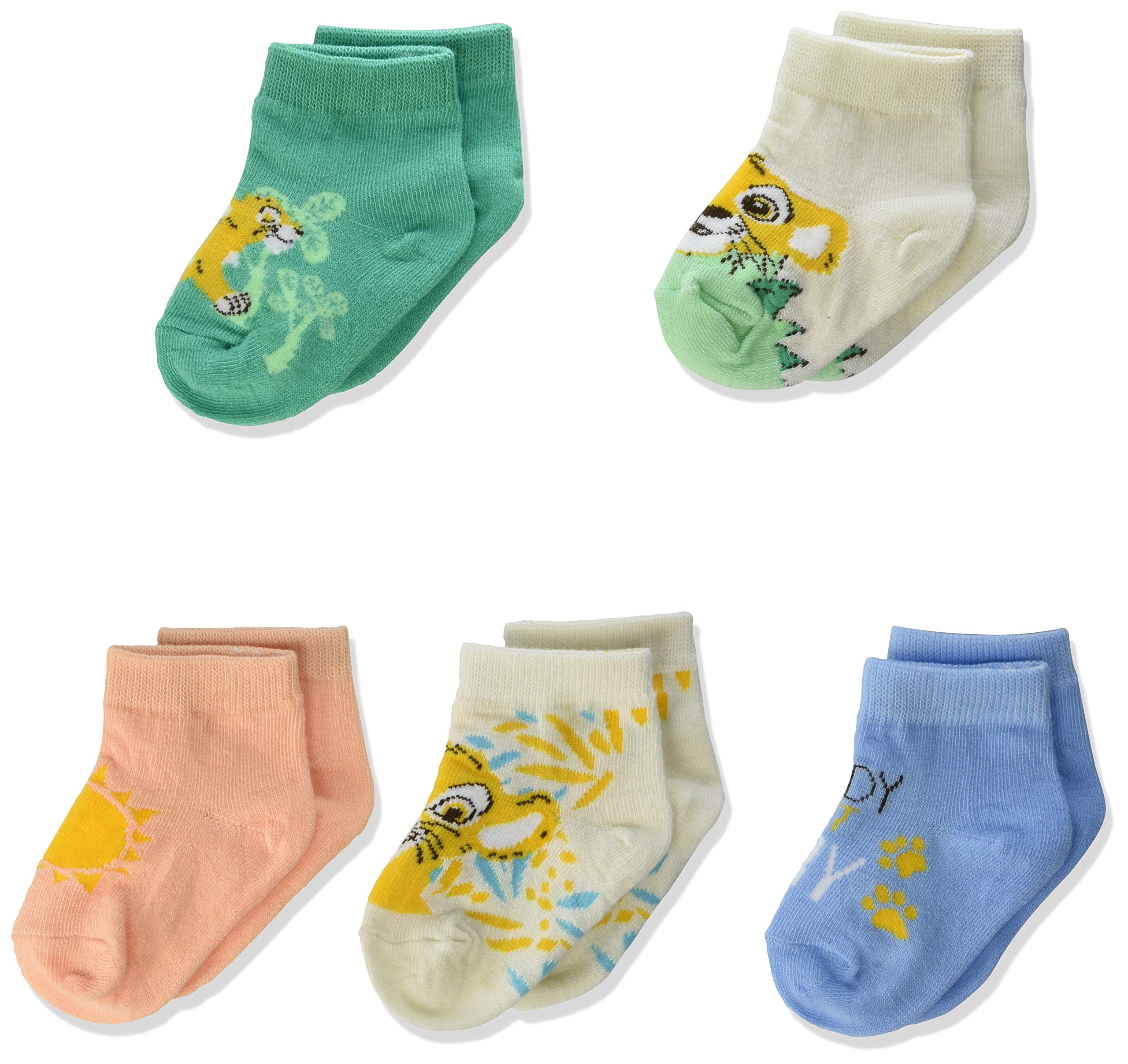 Lion King Live Action unisex baby Lion King Live Action 5 Pack Shorty Socks, Assorted Pastel, 12-24 Months US