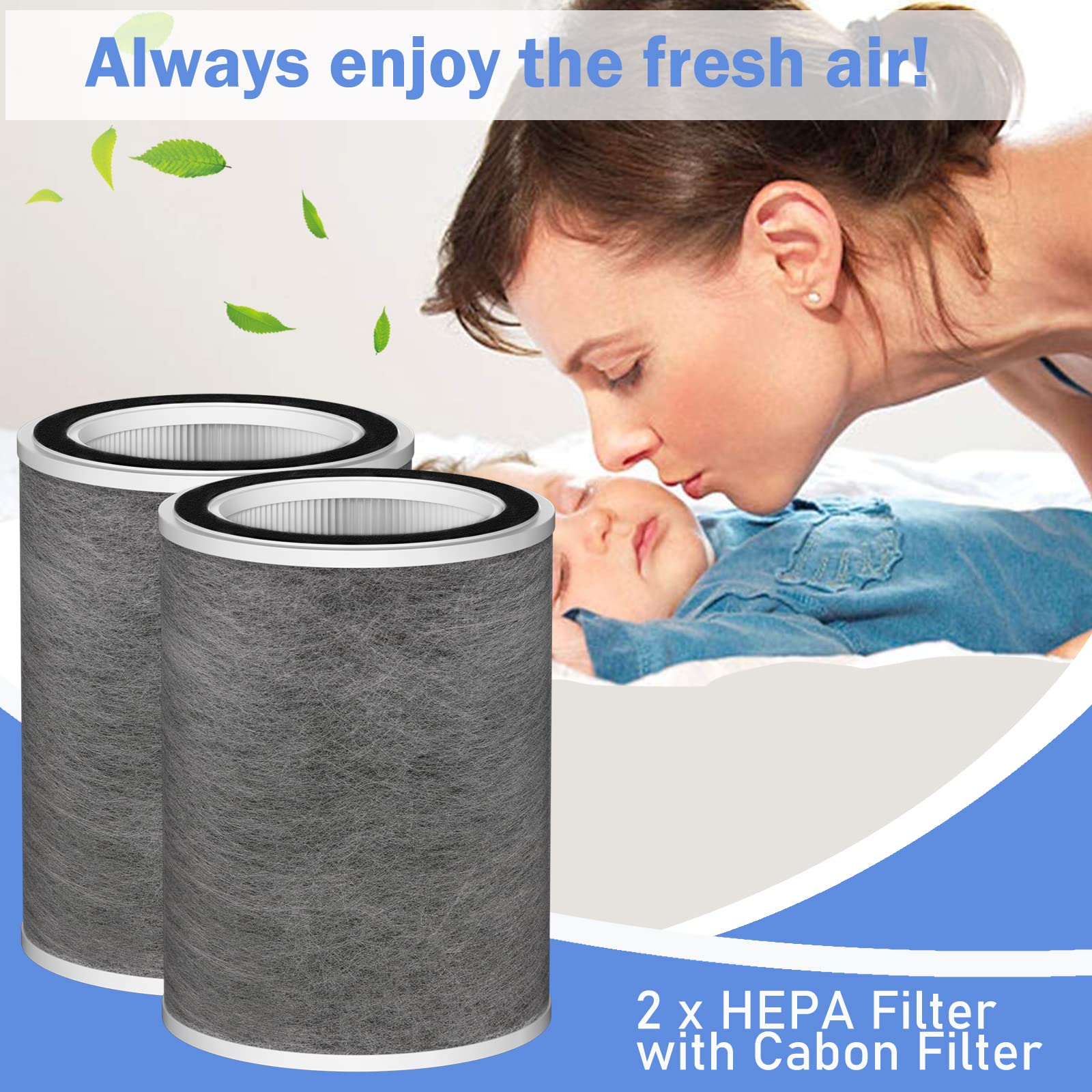 HP201 HEPA Replacement Filter Compatible with Shark HP201 HP202 HP301 HP302 UA205 AP1000 HC501 HC502 Air Cleaner Purifier MAX, Compare to # HE2FKBASMB & HE2FKBAS 2 Pack