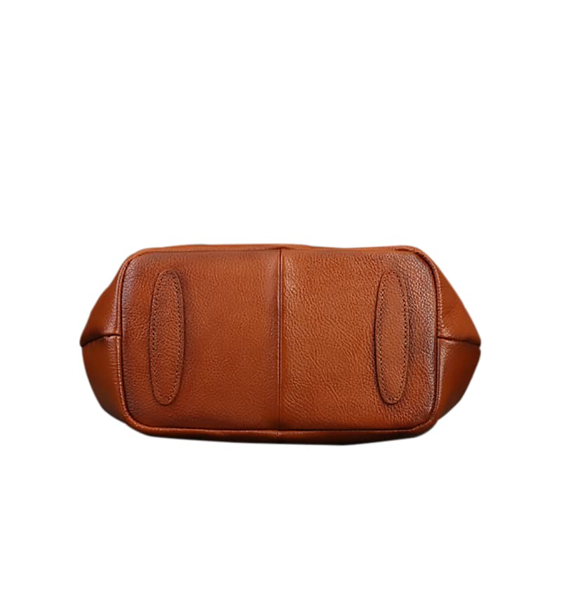 ARCOLAN Women's leather handbag retro Doctor Bag Brown Shoulder bag buckle type women's bag (Brown)