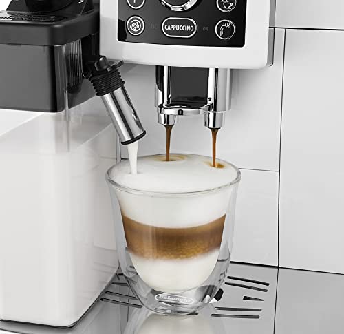 De'Longhi All-in-One Combination Coffee Maker & Espresso Machine + Advanced Adjustable Milk Frother, black & 513214601 Cappuccino Glasses, 270 milliliters