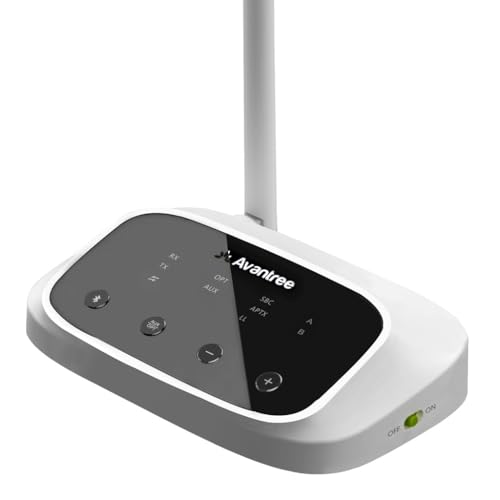 Avantree Oasis B – Bluetooth Transmitter & Receiver for TV with Dual Link Capabilities, Pass-Through Features, and No AudioDelay, Class 1 Long Range, LED Indicator, Optical AUX RCA