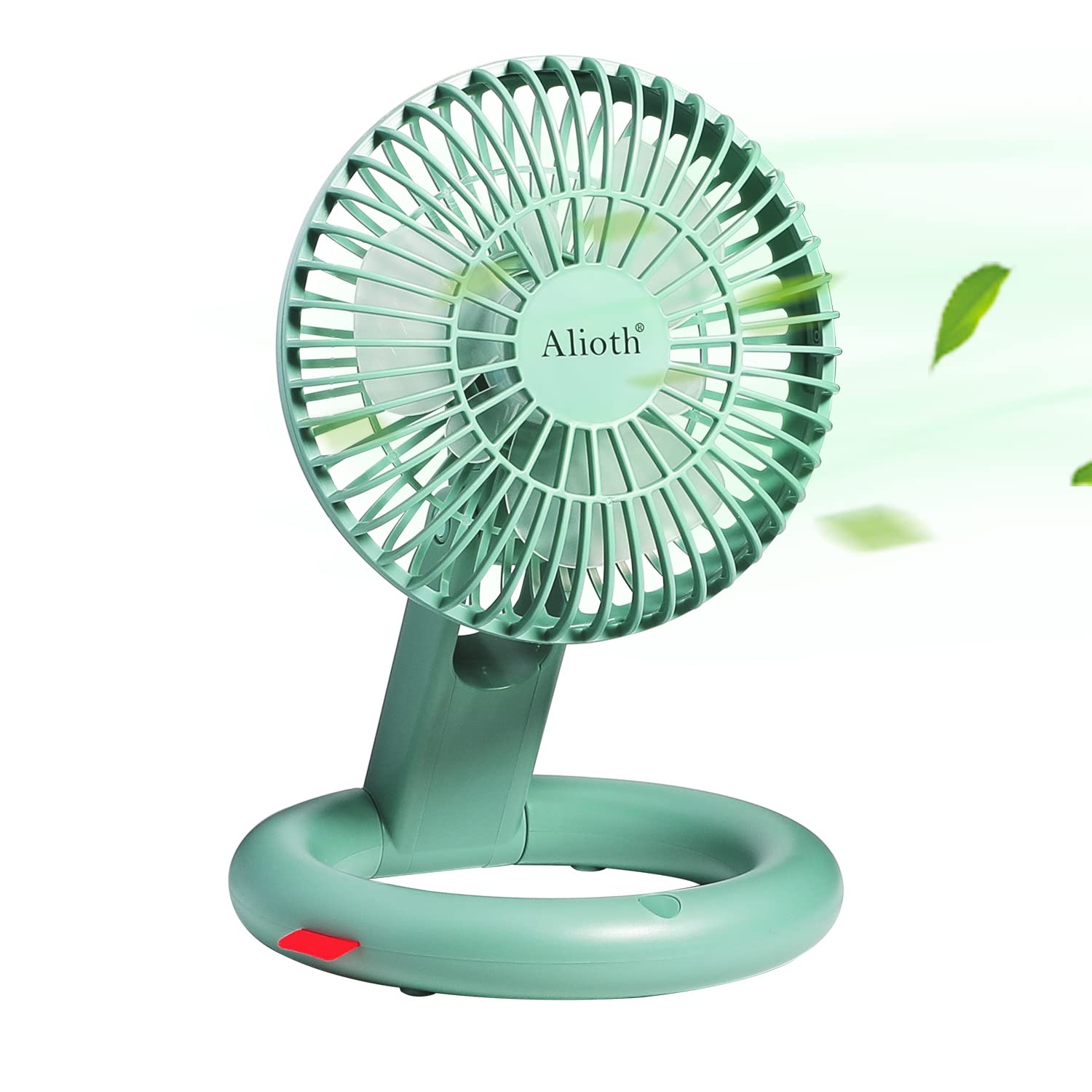 Alioth Portable Desk Fan, Personal Fan,Foldable and Rechargeable, 3 Speeds Super Quiet Battery Operated Fan for Office, Home, Outdoor (White)