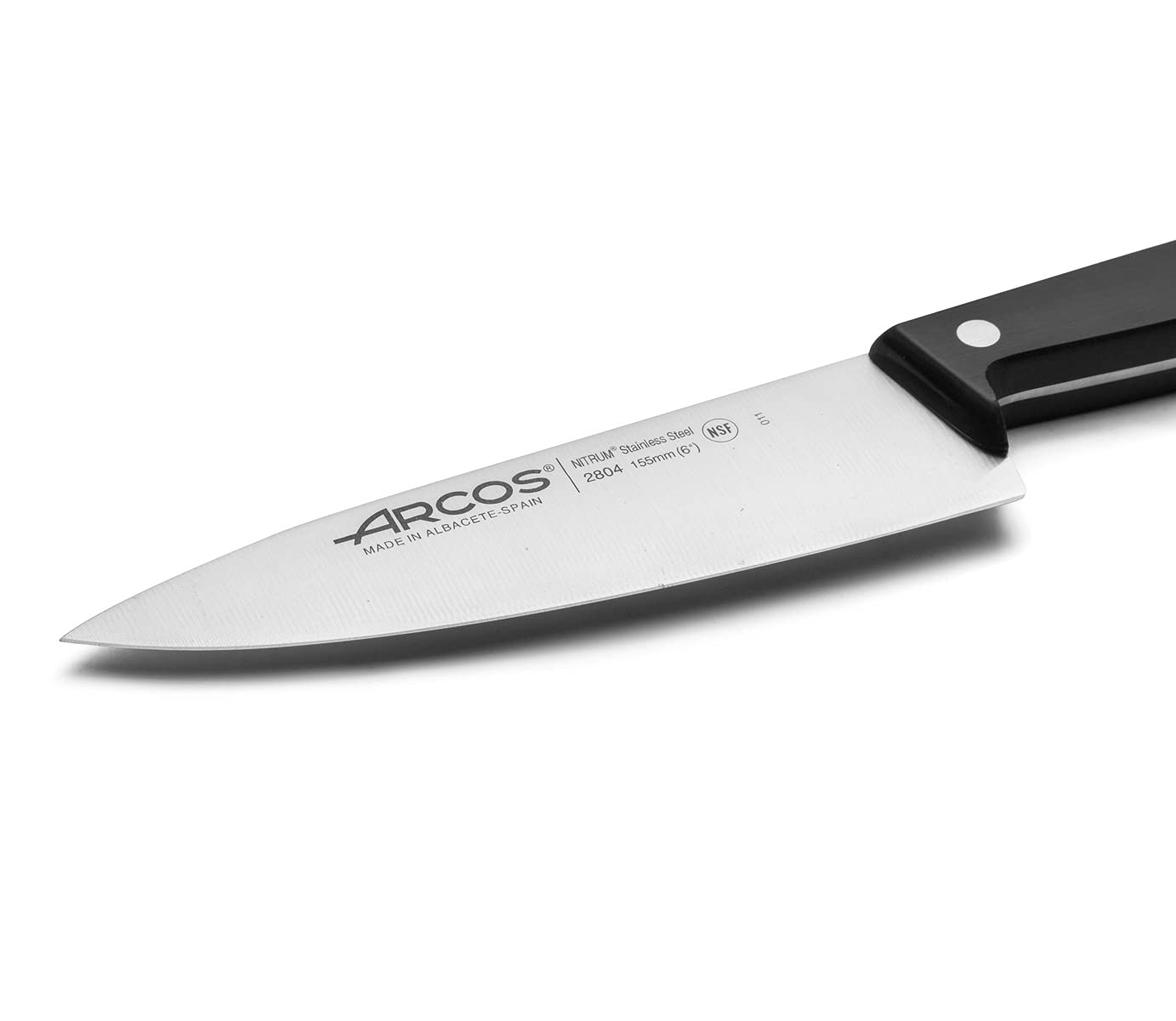 ARCOS Chef Knife 6 Inch Stainless Steel. Cooking Knife to Cut and Peel Small Food. Ergonomic Polyoxymethylene Handle and 155mm Blade. Series Universal. Color Black