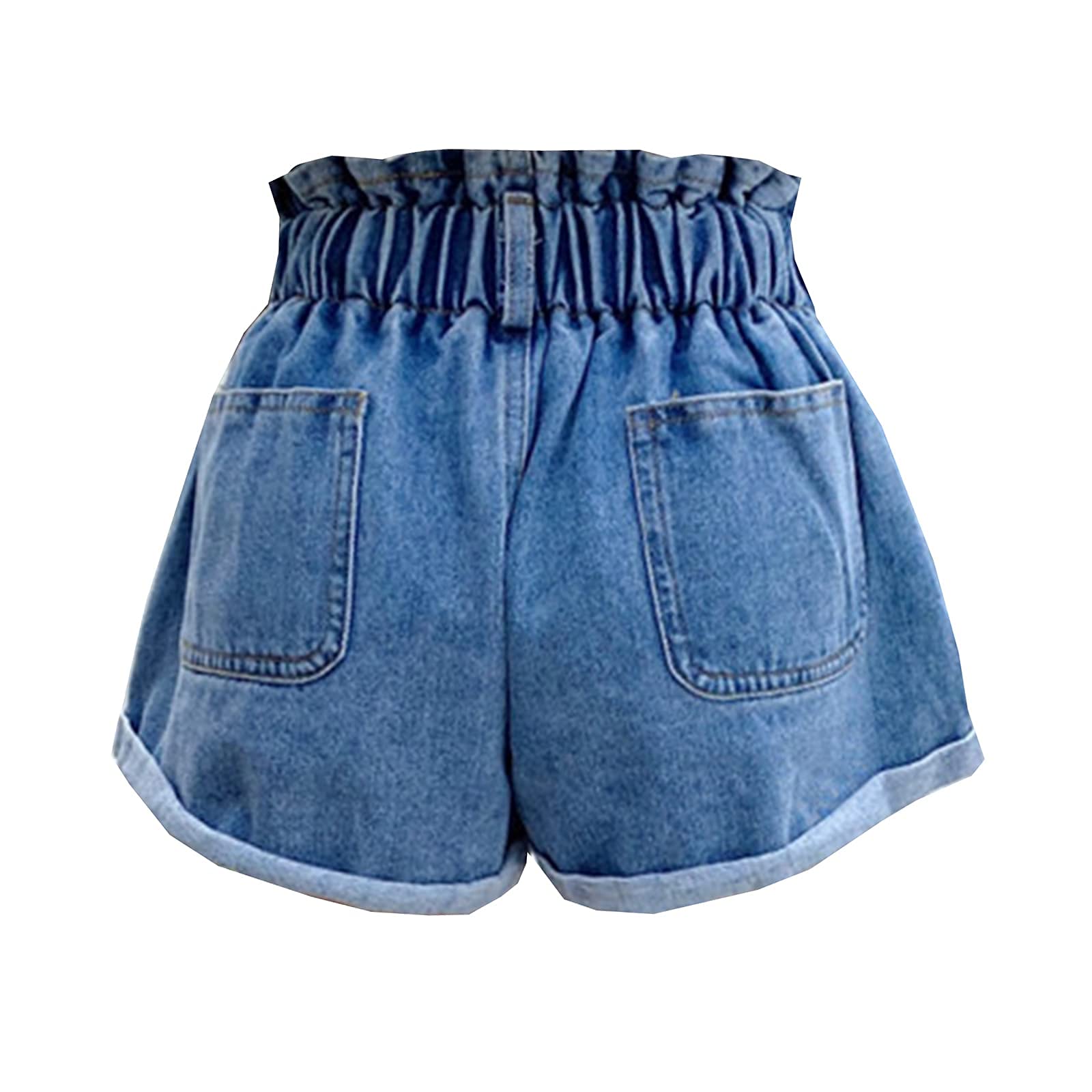 Moru Toddler Baby Girls Casual Denim Shorts Summer High Waisted Jeans Short (Blue, 12-24 Months)
